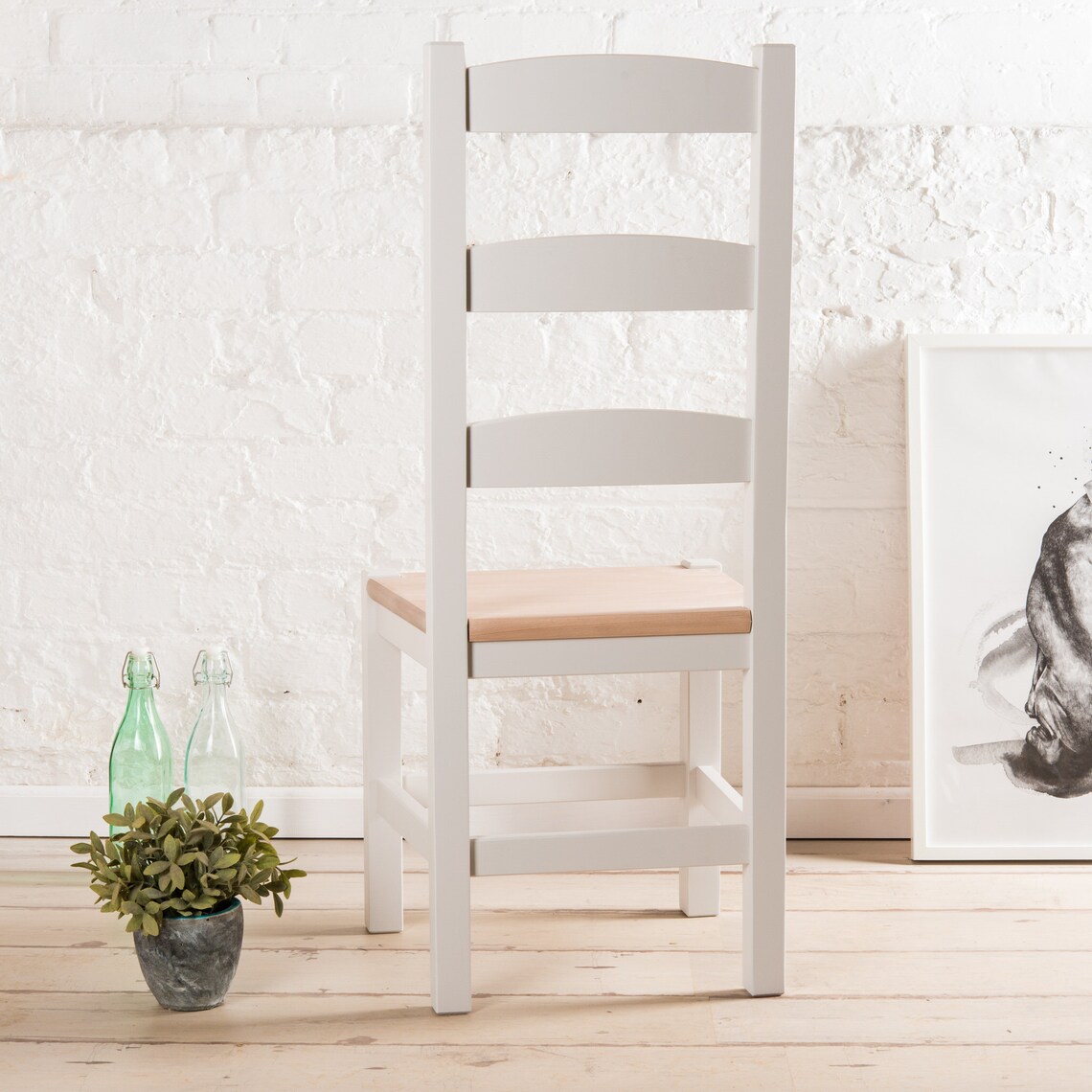 Ladderback Farmhouse Dining Chairs in Any Colour With Wooden - Etsy UK