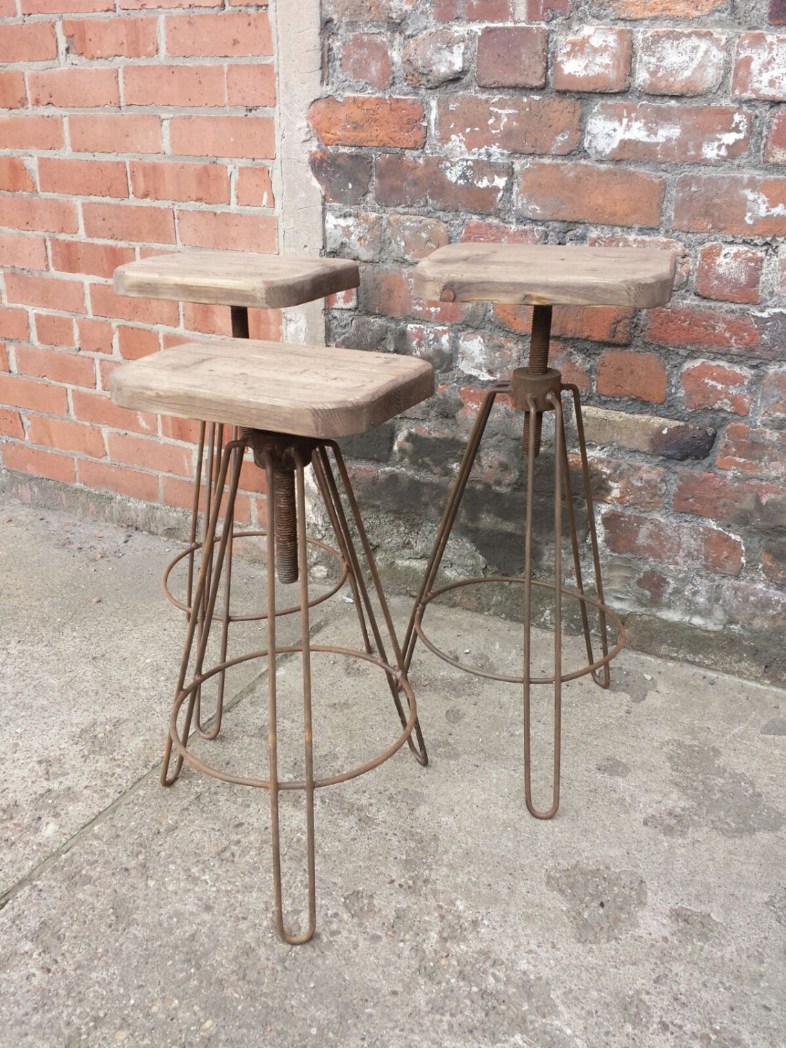 Industrial Hair pin leg stool. Adjustable height steel & | Etsy