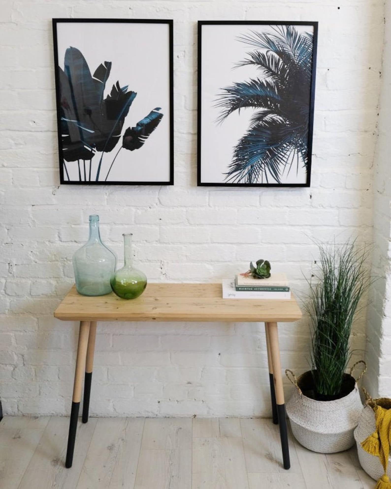 Scandi Style Console Table With Chamfer Top and 2 Tone Round - Etsy UK