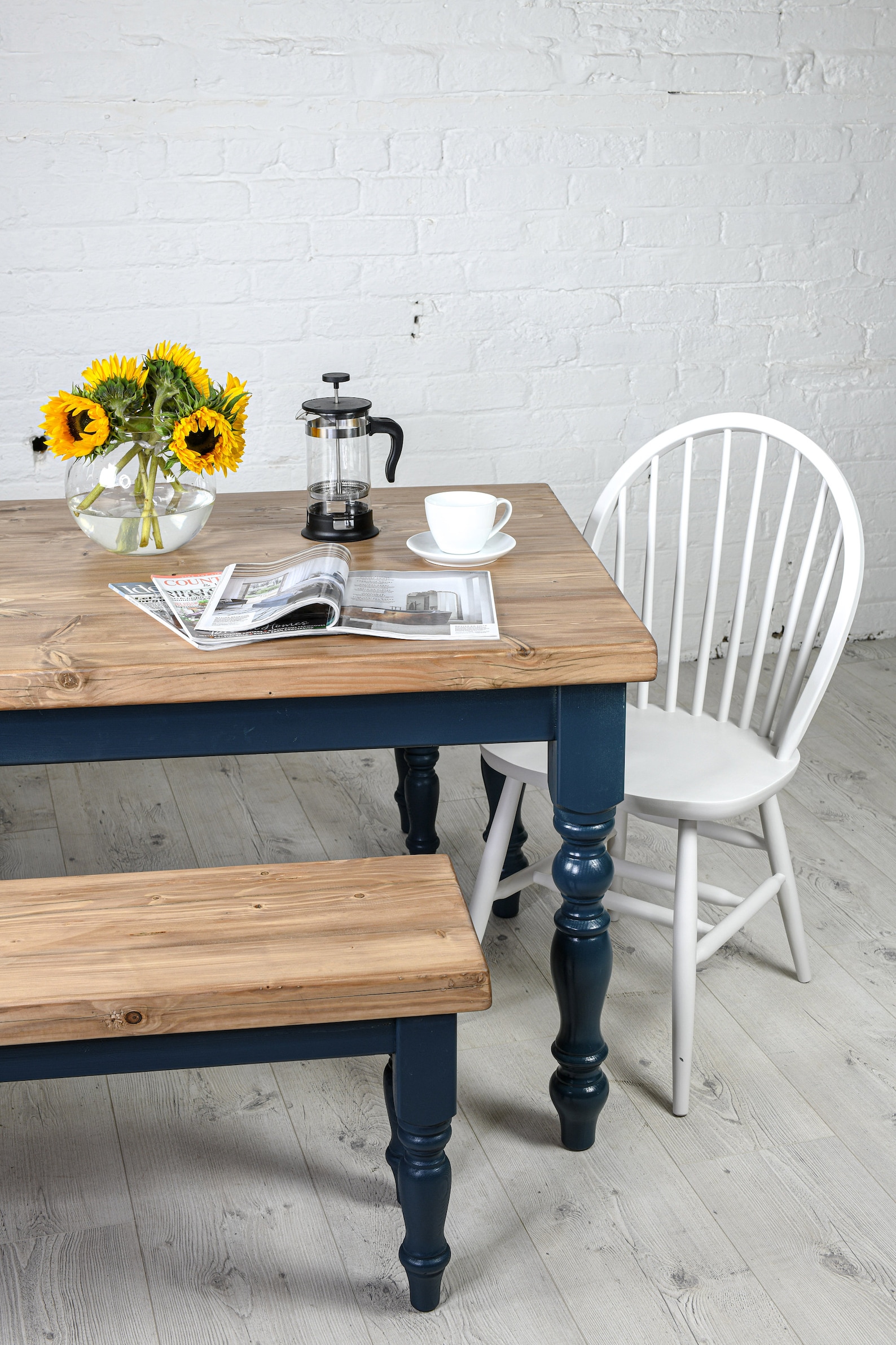 Farmhouse Dining Table and Bench Set Rustic Kitchen Table - Etsy UK