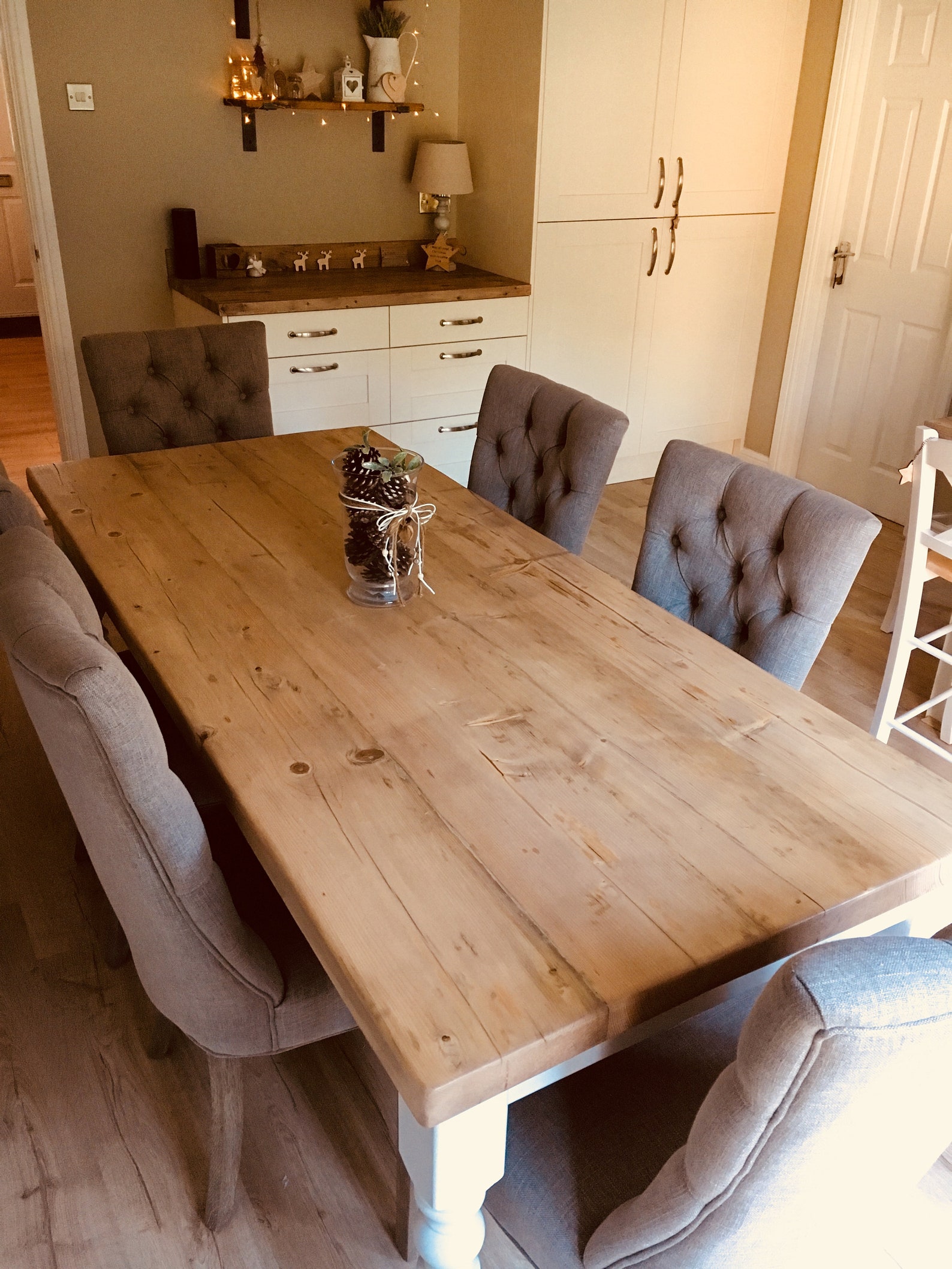 Farmhouse Dining Table Set With Bench. Rustic Reclaimed Wood - Etsy UK