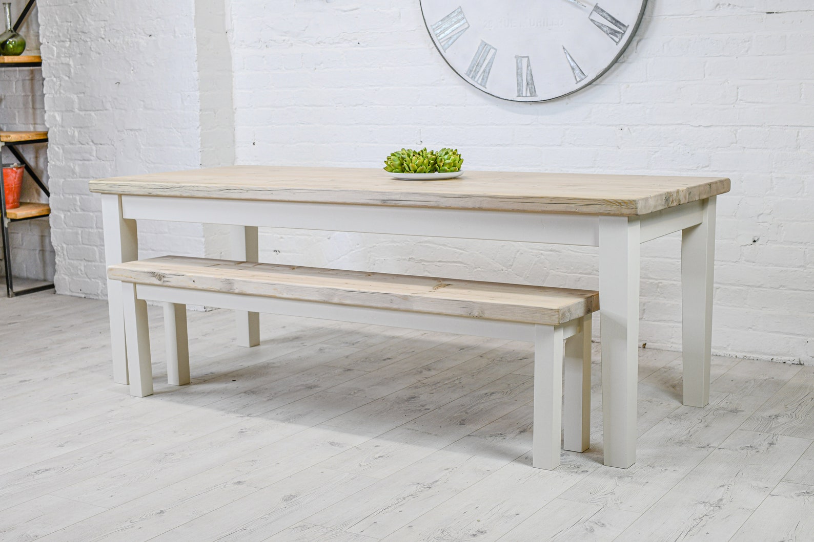 Contemporary Dining Table and Bench Set Farmhouse Table - Etsy UK
