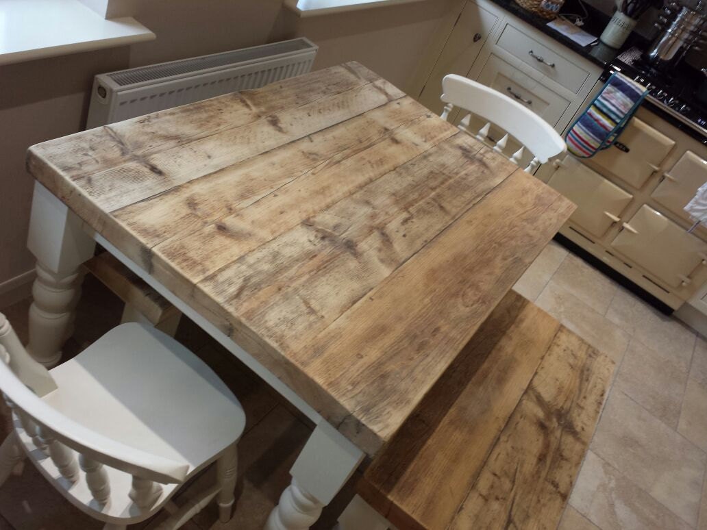 Farmhouse Dining Table With Thick Rustic Wood Top. Kitchen - Etsy UK