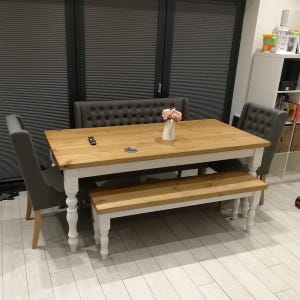 5ft Farmhouse Dining Table With Rustic Pine Wood Top and Bench, Made to ...