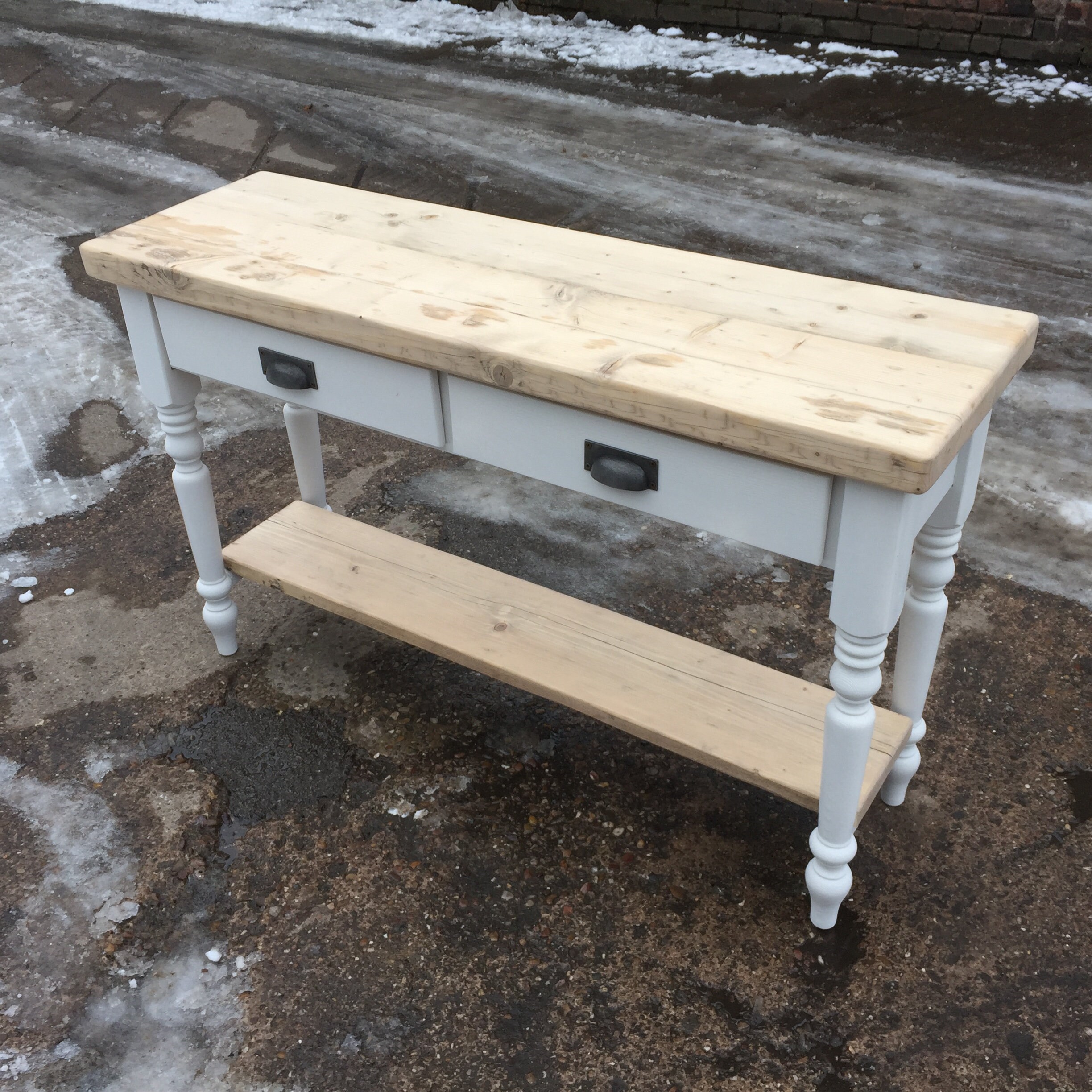 Farmhouse Style Console Table With Reclaimed Wood Top and | Etsy