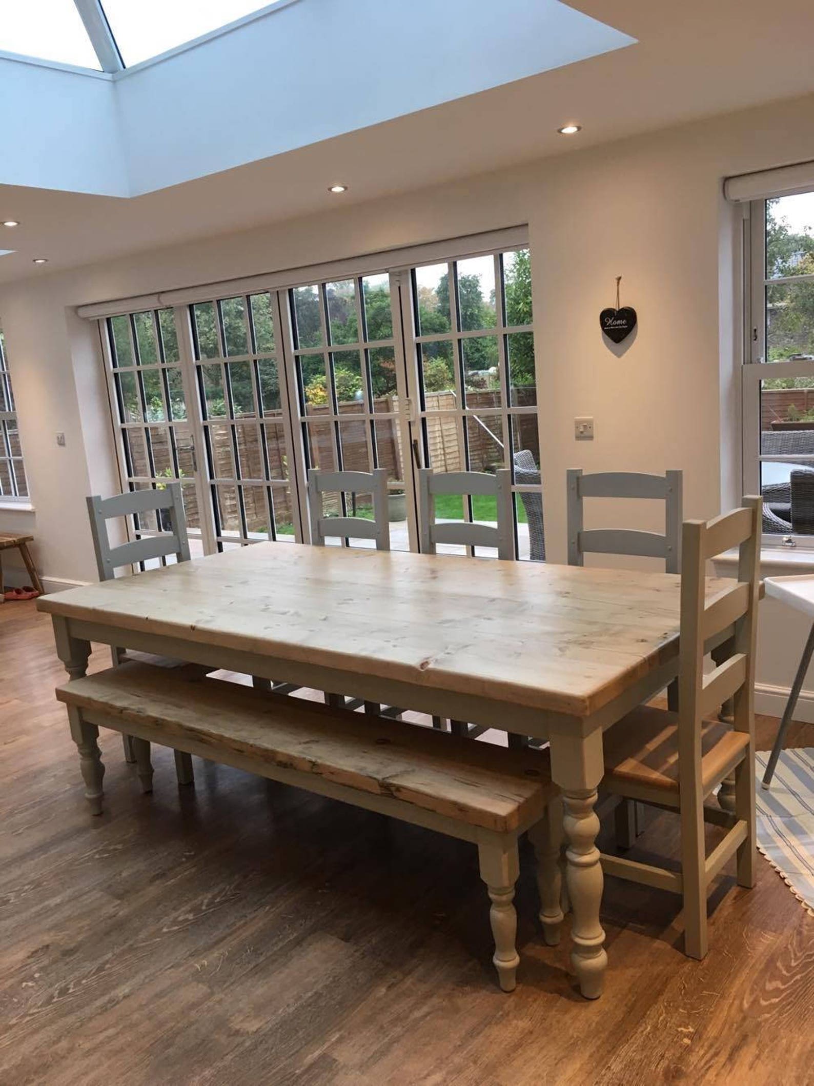 Farmhouse Dining Table With Thick Rustic Wood Top. Customisable Kitchen ...