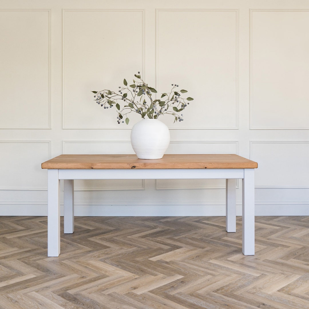 Rustic Pine Stained Dark Oak Dining Table With Square Legs. Made From ...