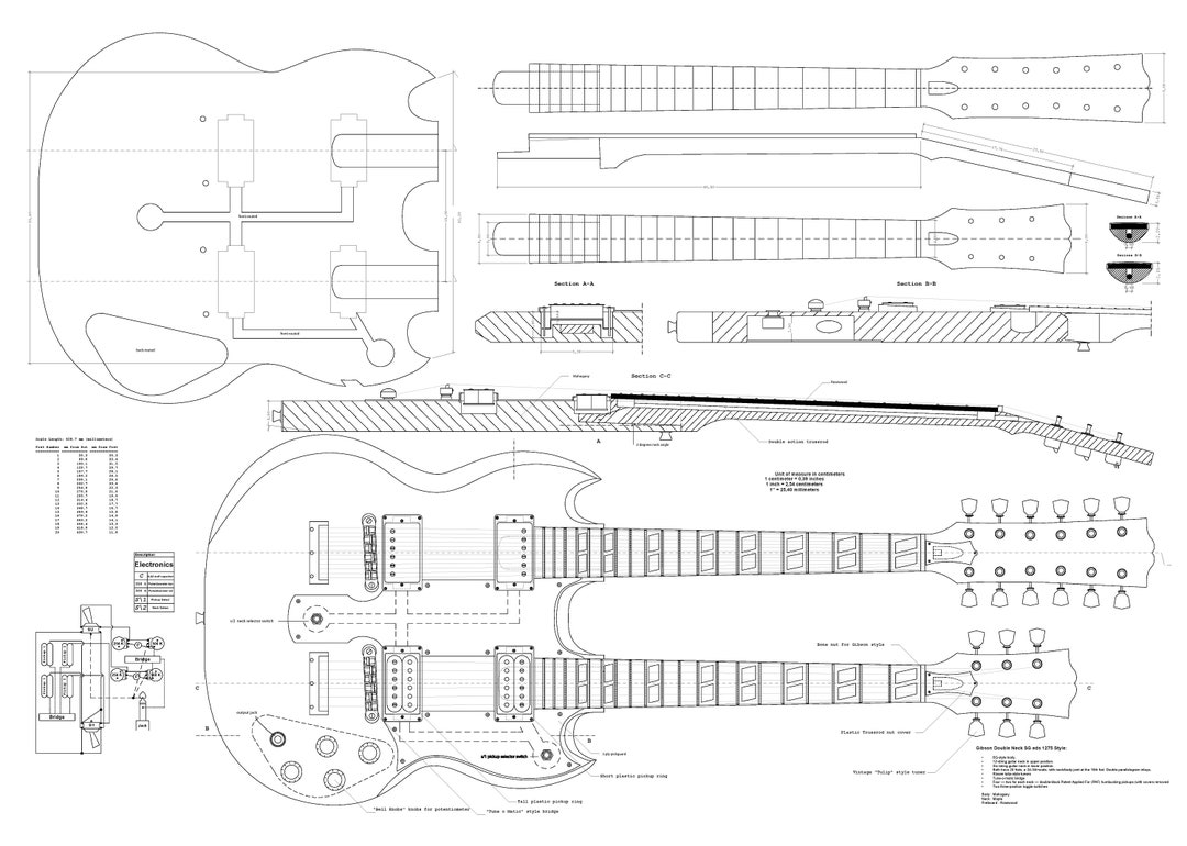 Gibson EDS-1275 Double Neck Electric Guitar PLANS to Make This Guitar ...