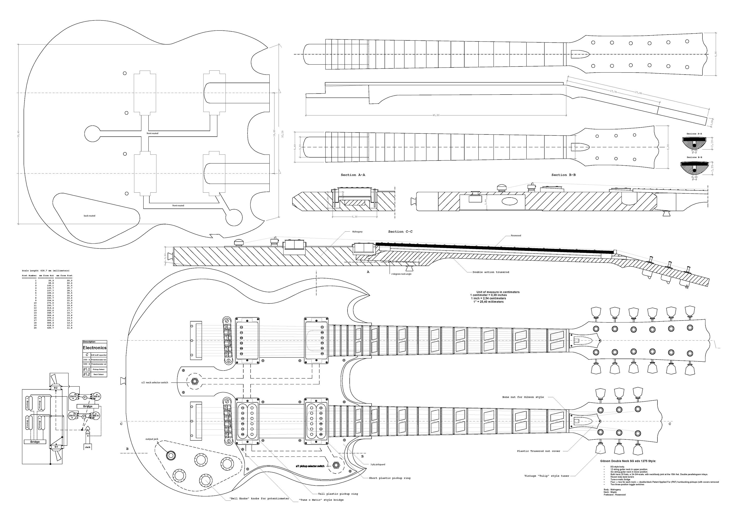 Gibson EDS-1275 Double Neck Electric Guitar PLANS to Make This Guitar ...