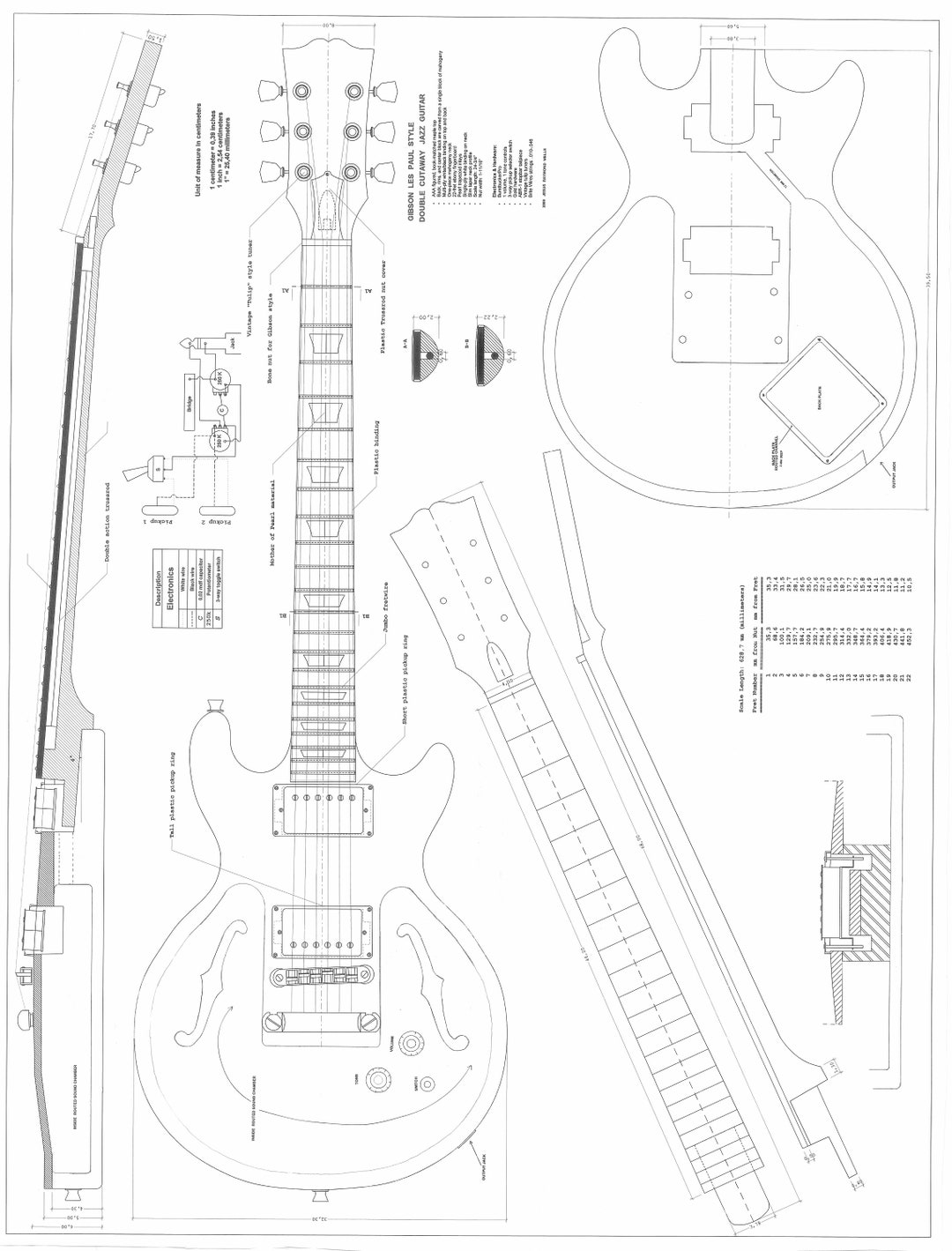 Gibson Les Paul JAZZ Guitar PLANS to Make This Guitar Digital Download ...