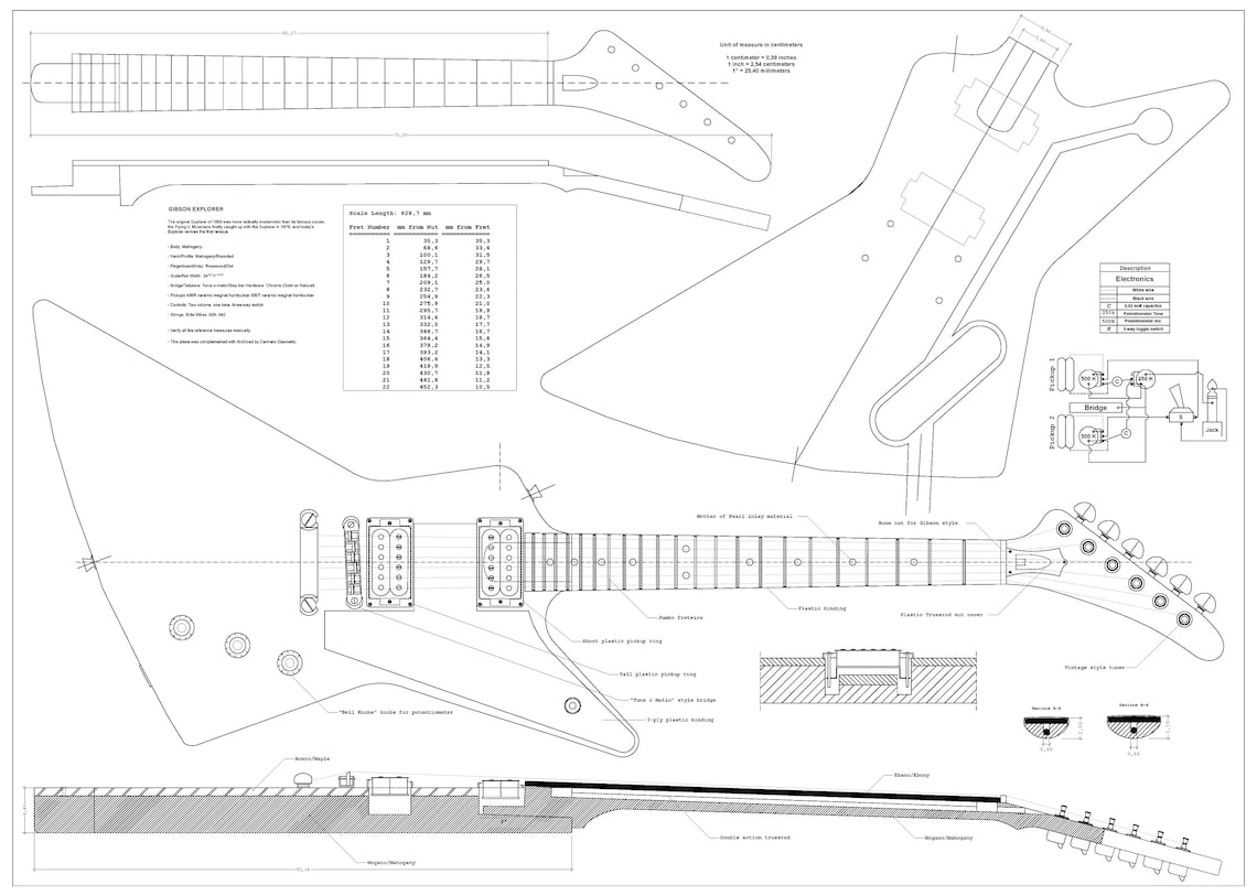 Gibson Explorer Electric Guitar PLANS to Make This Guitar - Etsy