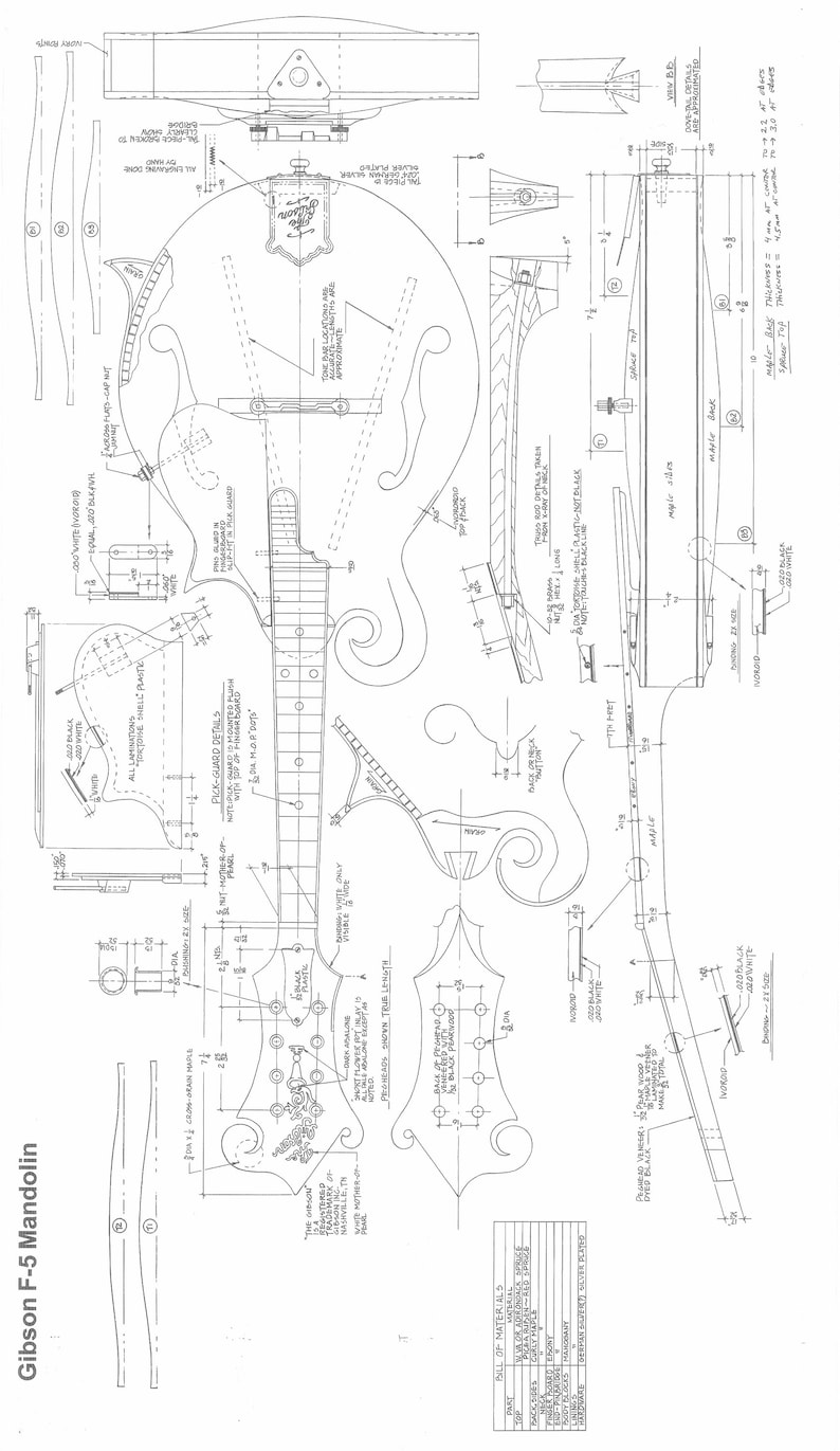 F5 Mandolin - Full Scale PLANS to Make This Mandolin - Digital Download ...