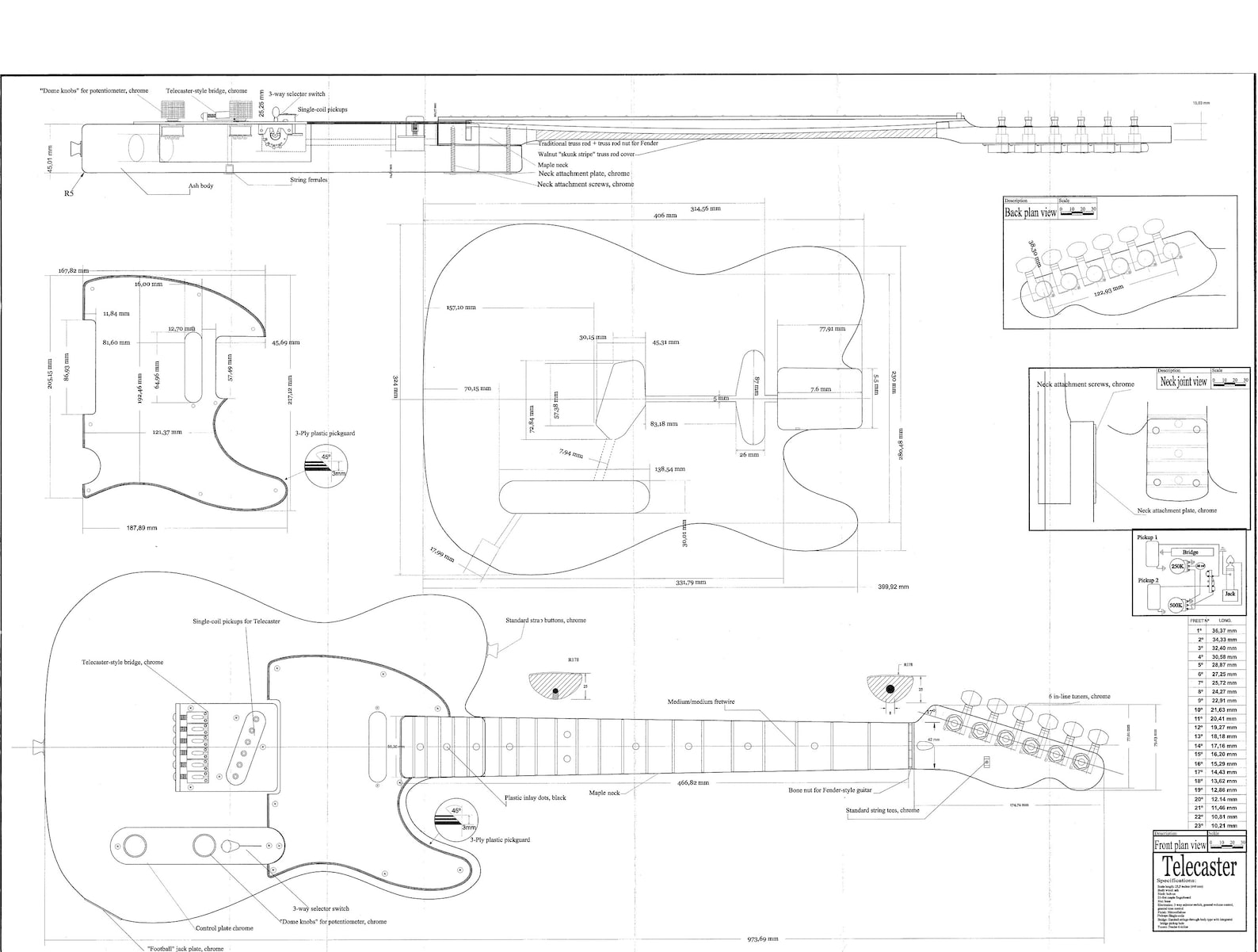 Fender Telecaster Guitar PLANS to Make This Guitar - Digital Download ...