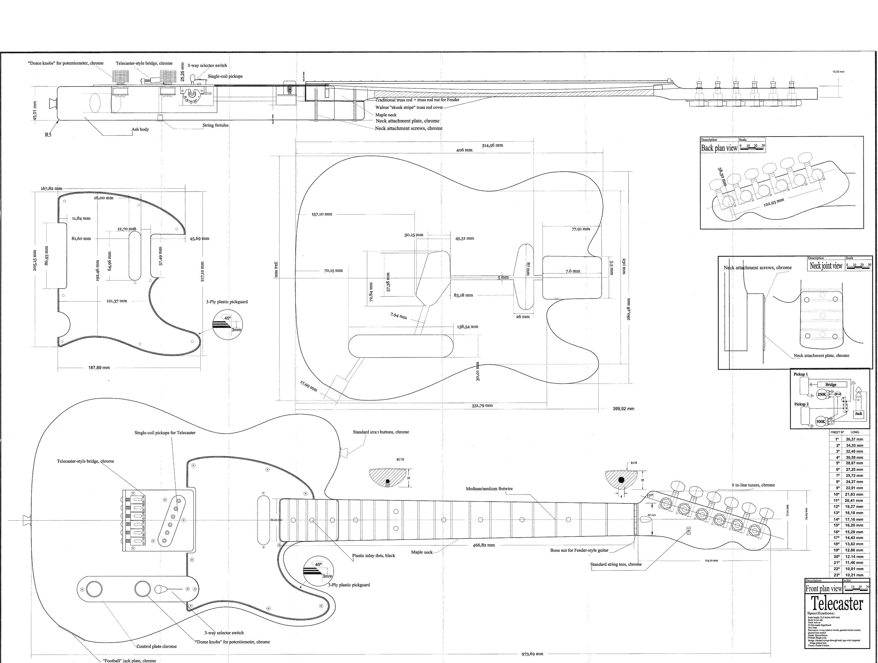 Fender Telecaster - Full Scale PLANS to Make This Electric Guitar ...
