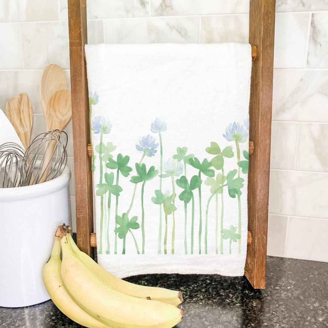 Growing Clover - Cotton Tea Towel, Flour Sack Towel, Kitchen Decor ...