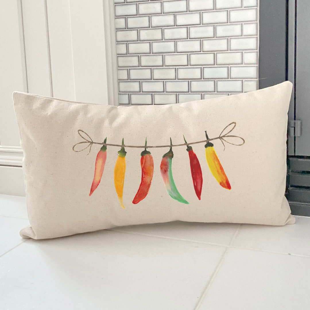 Line of Peppers - Rectangular Canvas Pillow, Decorative Pillow, Throw ...