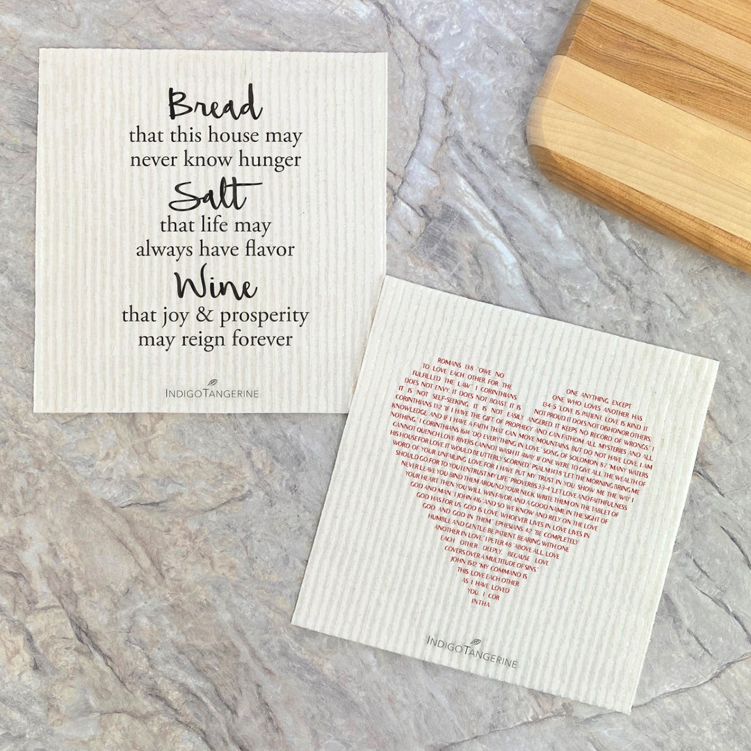 Bread Salt Wine, Heart Verses 2 Pk - Swedish Dish Cloth, Kitchen Dish ...