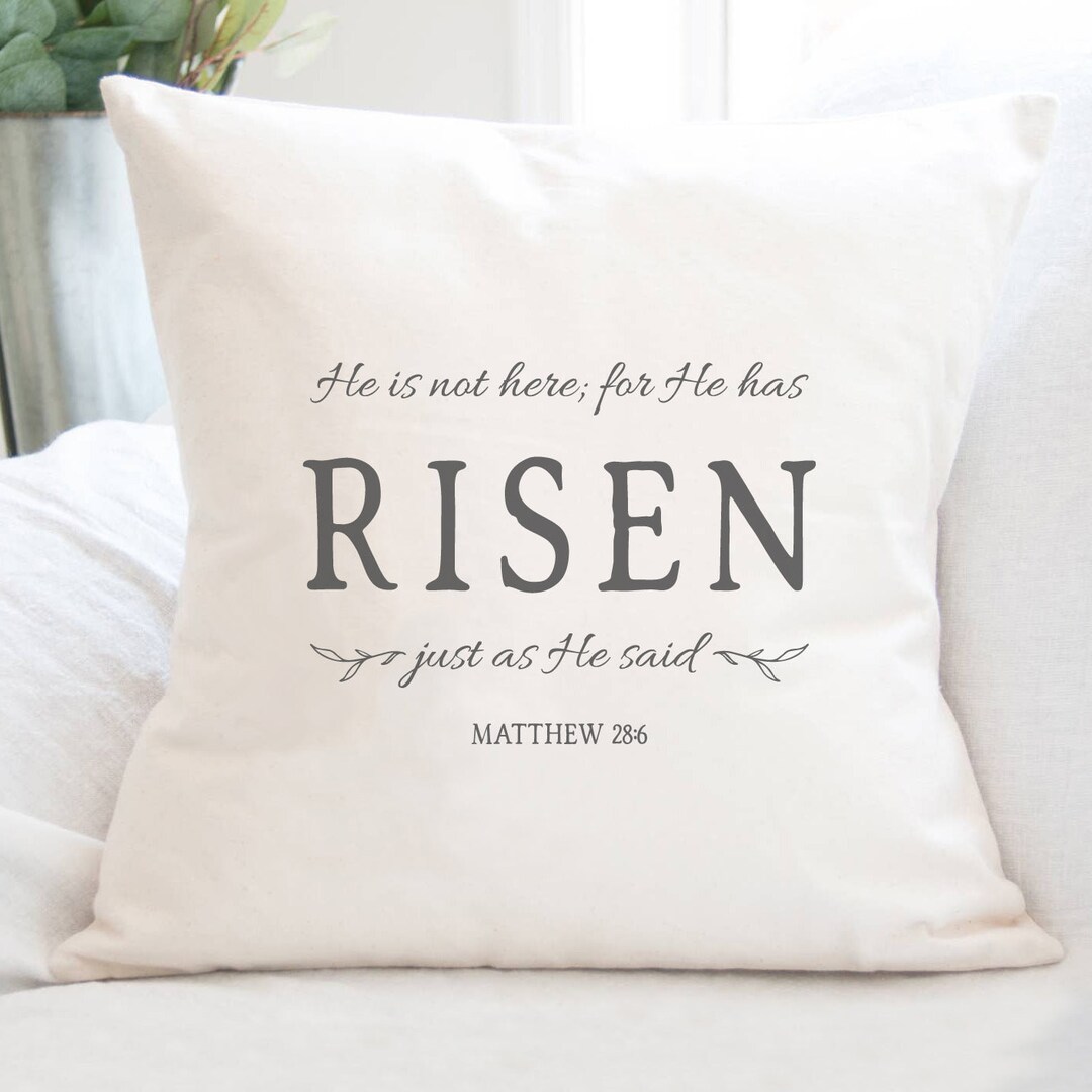 He Has Risen Square Canvas Pillow, Easter Decor, Decorative Pillow ...