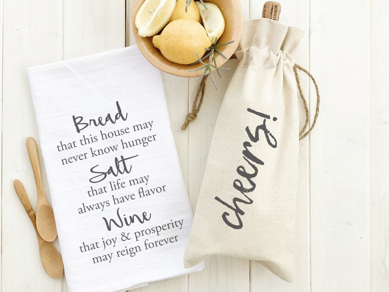 Housewarming Gift Set Cheers Wine Tote and Bread Salt Wine - Etsy