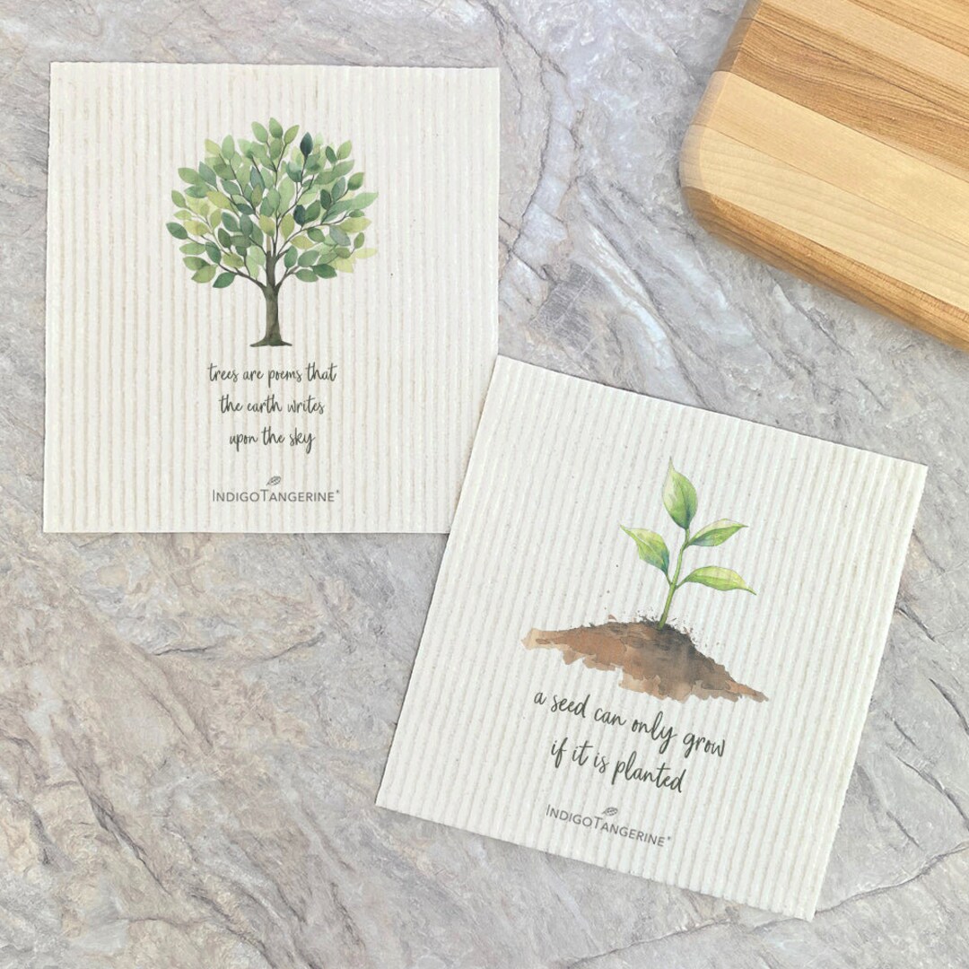 Trees Are Poems and Seedling Quote 2pk - Swedish Dish Cloth, Earth Day ...