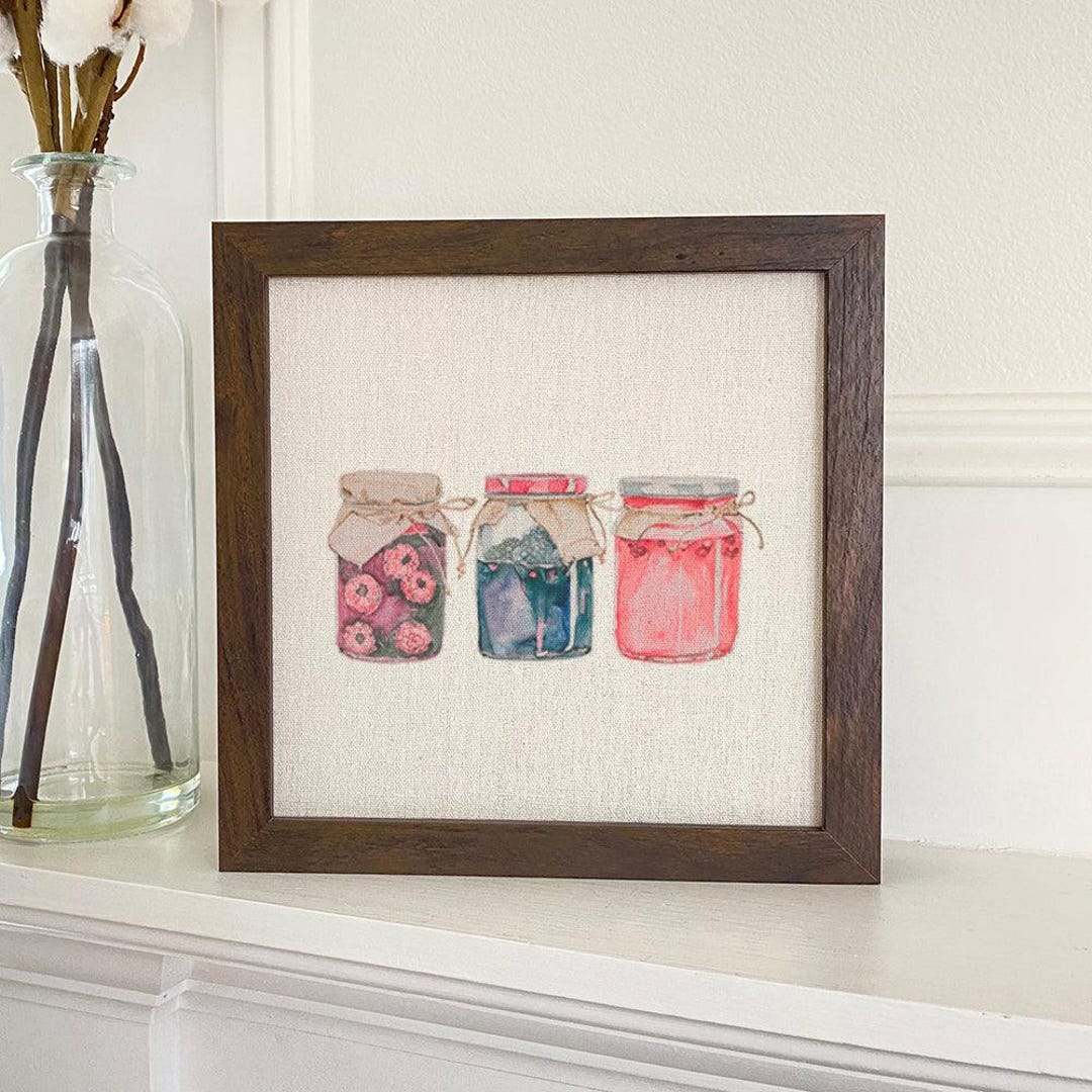 Three Berry Jams - Framed Sign, Home Decor, Wall Art, 9" X 9" Wood ...
