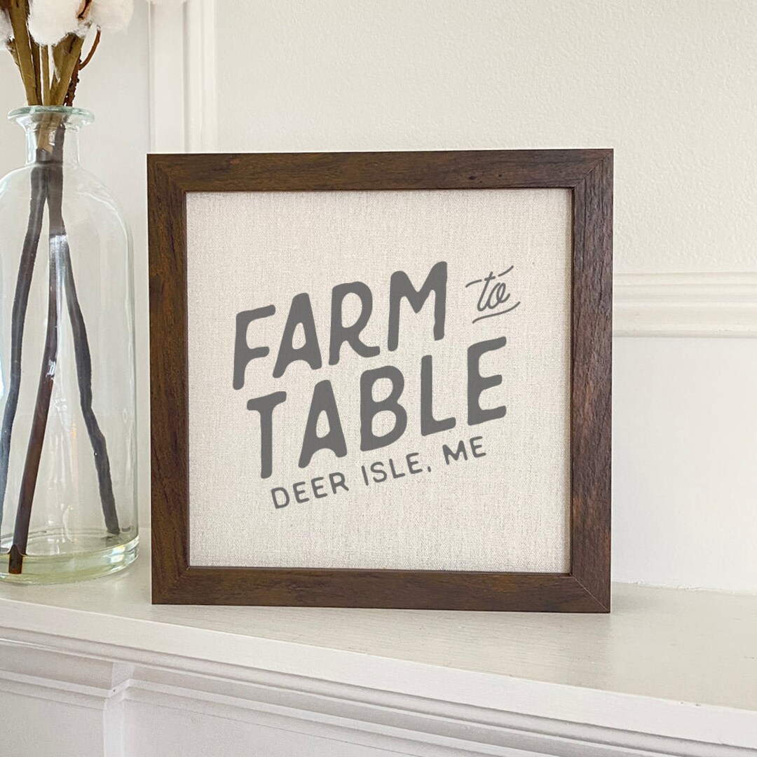 Farm to Table W/ City, State - Framed Sign, Home Decor, Farmhouse Decor ...