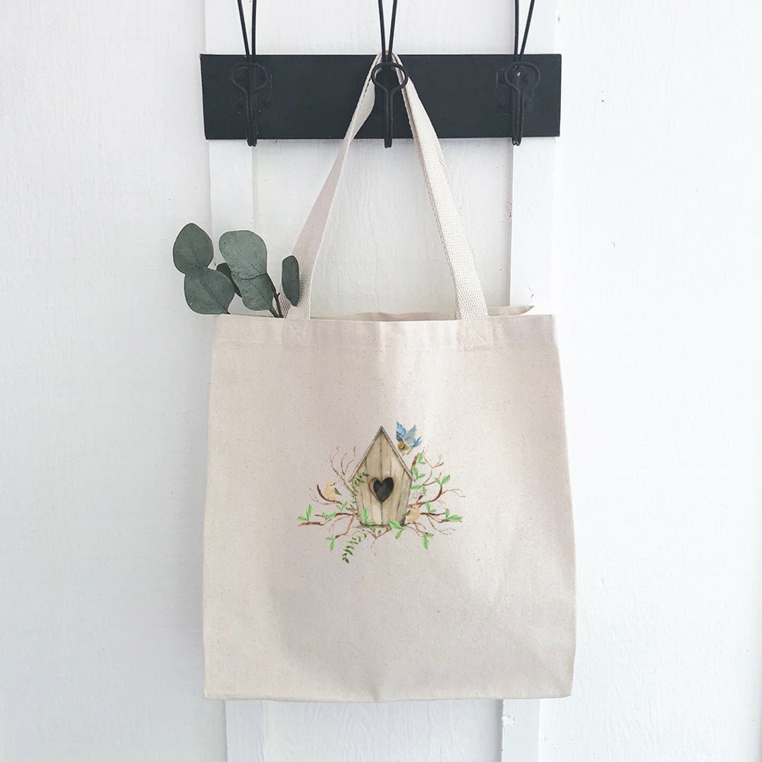 Budding Birdhouse - Canvas Tote Bag, Market Bag, Grocery Bag, Sturdy ...