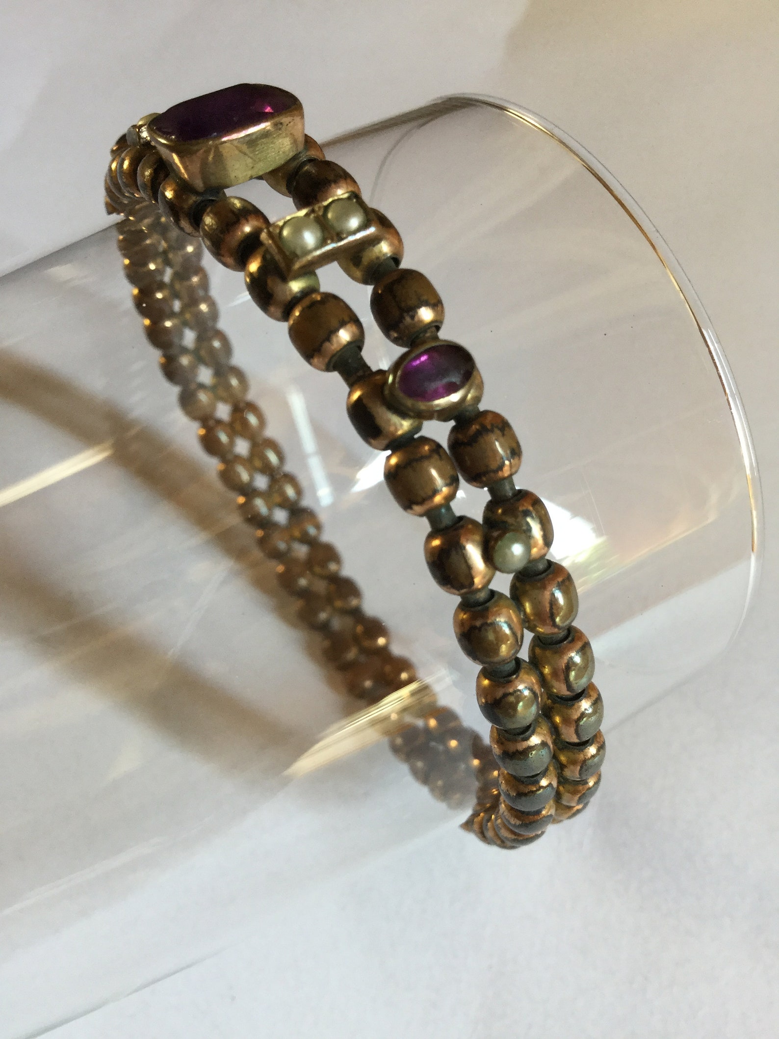 Antiques Victorian Pearls Purple Amethyst Glass Bracelet - Etsy