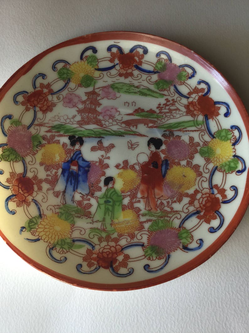 Victorian Antique China Wedding Red Green Gold Painted - Etsy