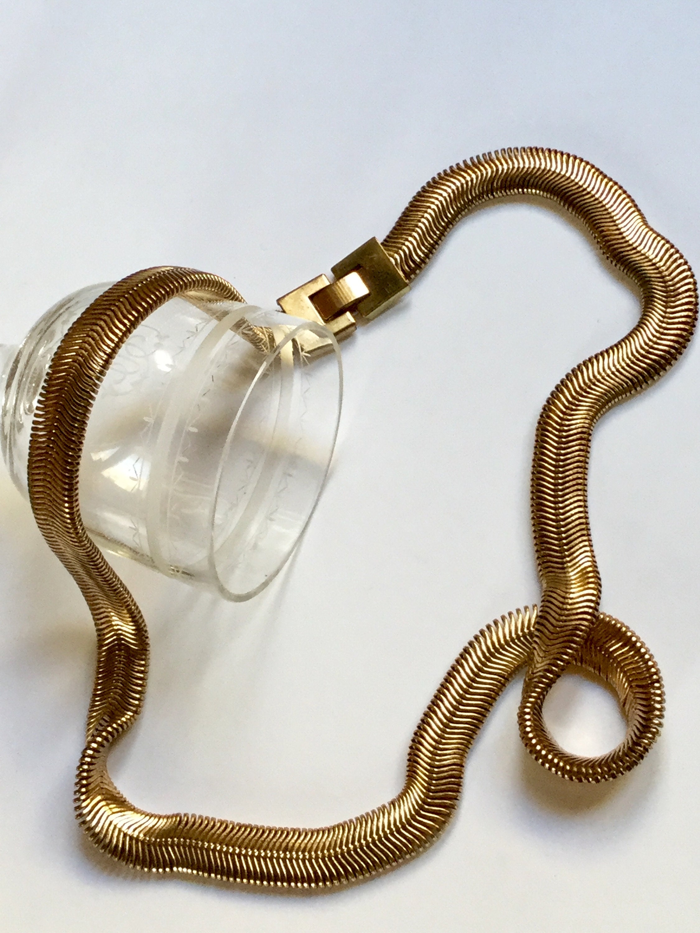 Antiques Art Deco Gilt Snake Chain Necklace - Etsy Hong Kong