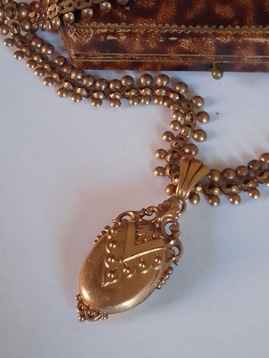 Antiques Victorian Pinchbeck Photo Locket Pendant Necklace - Etsy