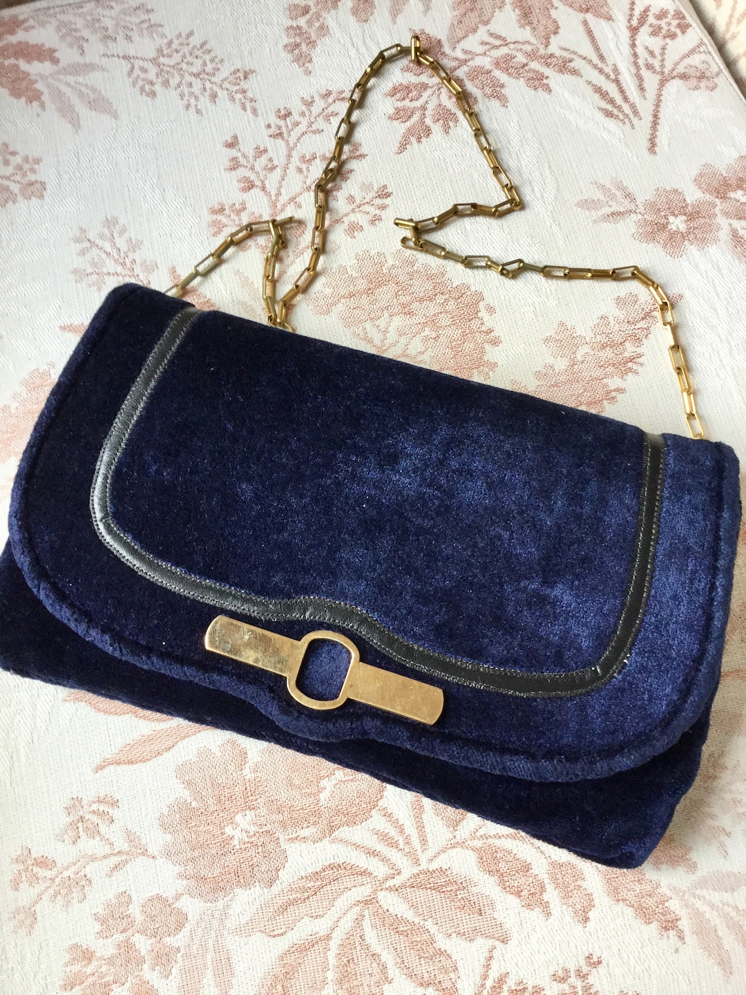 Antiques 70s Mazzini Blue China Velvet Bag - Etsy