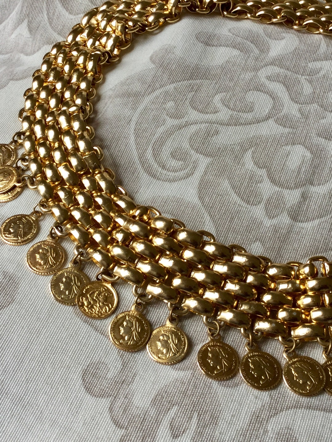 Vintage Costume Gilt Coins Collar Necklace - Etsy