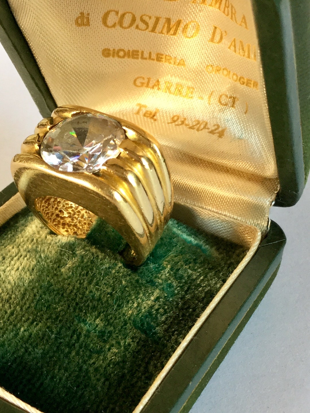 Antiques 50s 18CT 18K Gold Large Zirconia Ring - Etsy