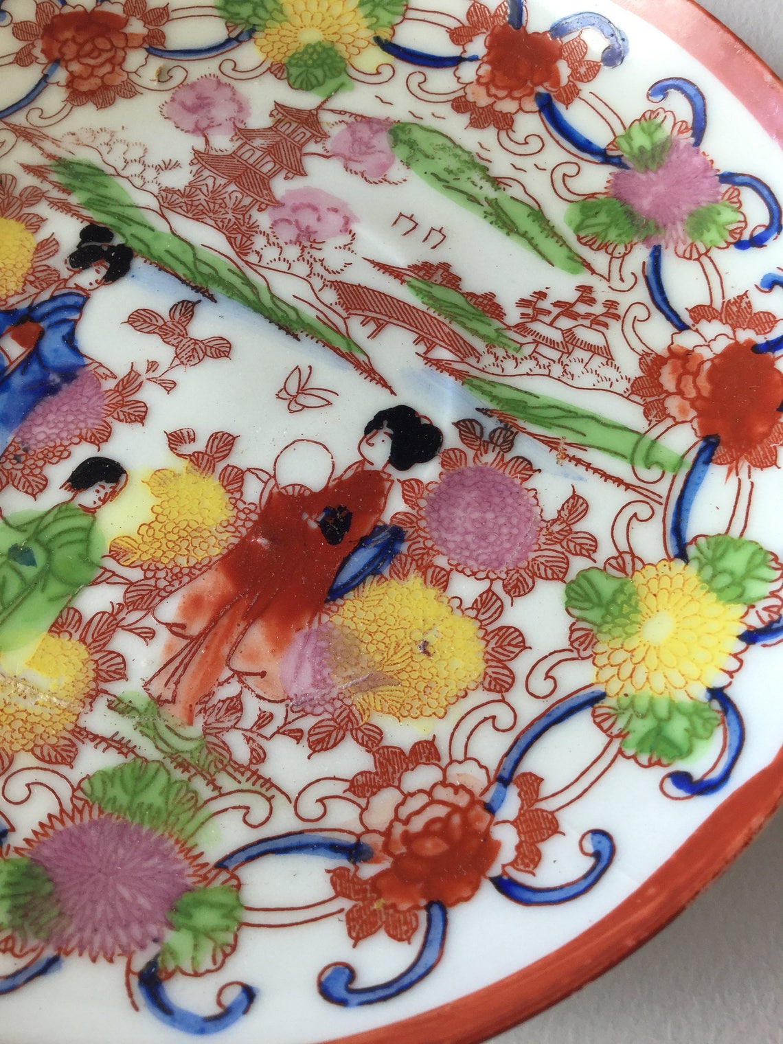 Victorian Antique China Wedding Red Green Gold Painted - Etsy