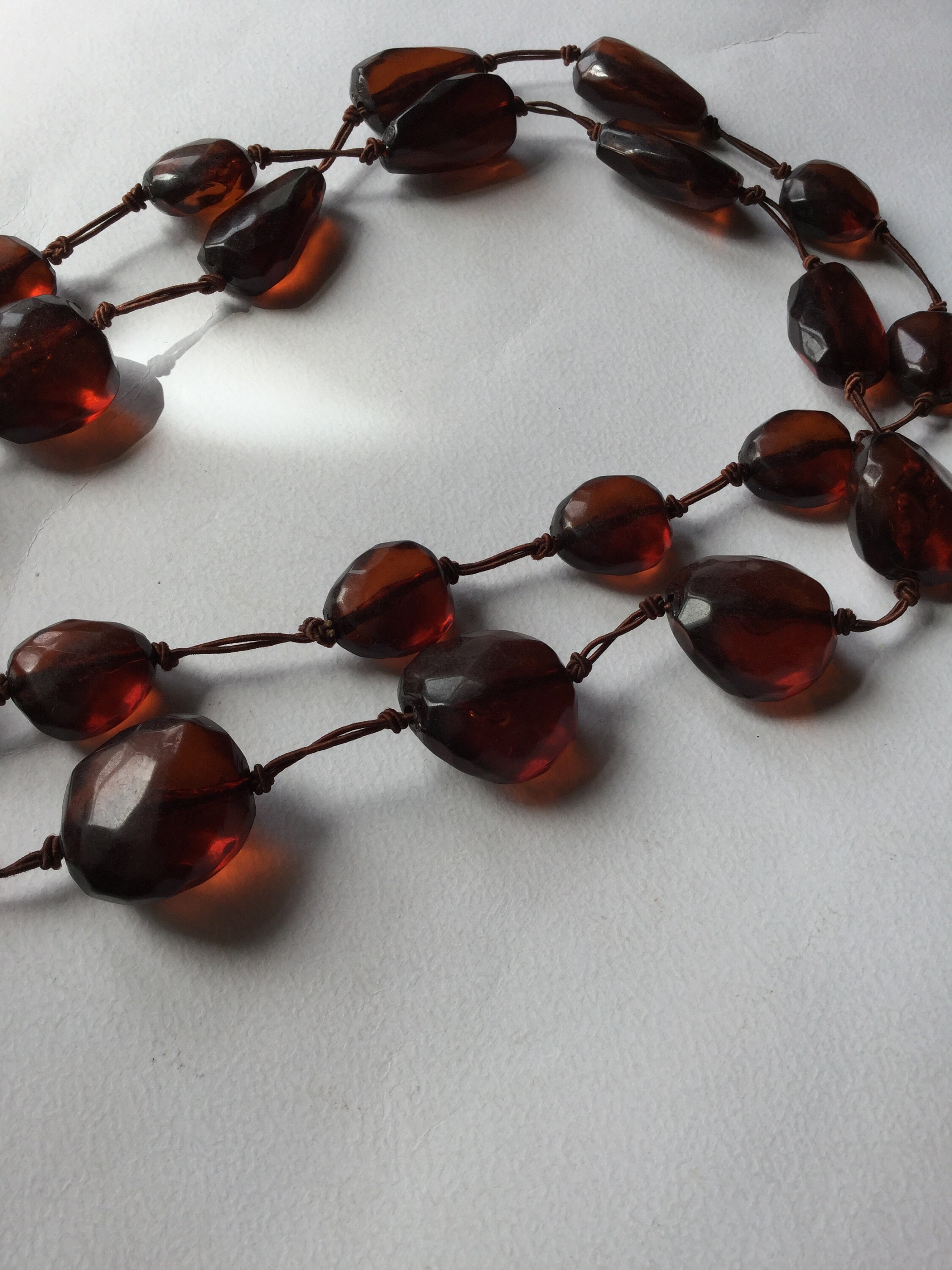 Vintage 1970 Long Fake Amber Beads Necklace - Etsy