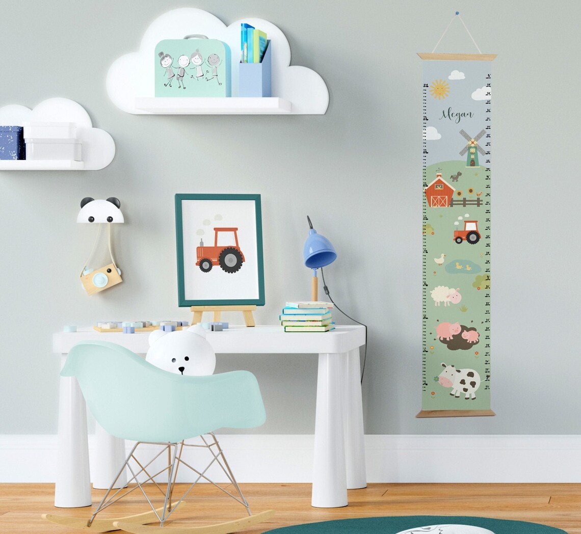 Personalized Farm Height Chart, Nursery Decor, Kids Growth Chart - Etsy
