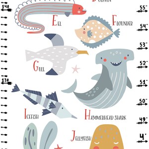 Personalised Ocean Alphabet Height Chart, Nautical Growth Chart, Under ...
