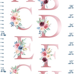 Flower Alphabet Kid's Room Set, Personalised Nursery Print Set, Floral ...
