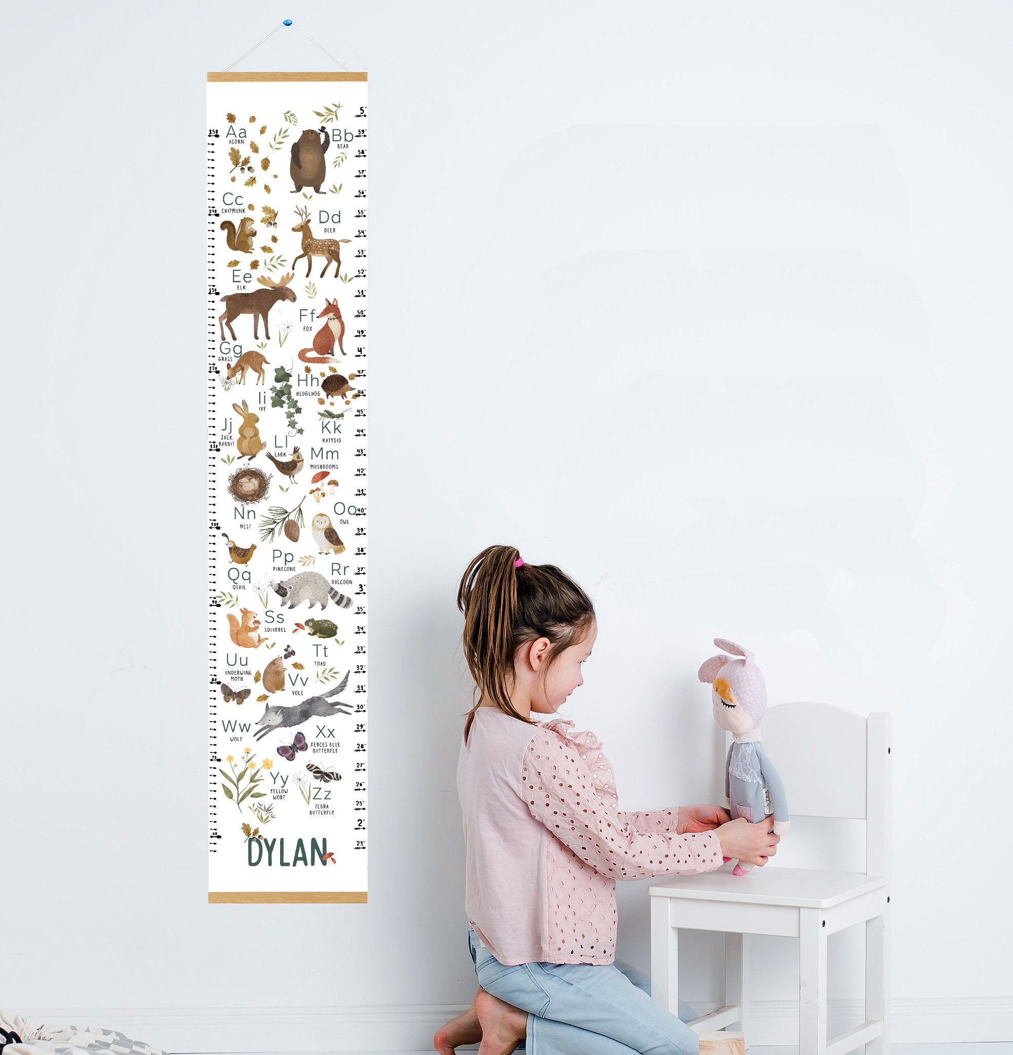 Woodland ABC Growth Chart Forest Animals Alphabet Height | Etsy