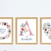 Flower Alphabet Kid's Room Set, Personalised Nursery Print Set, Floral ...
