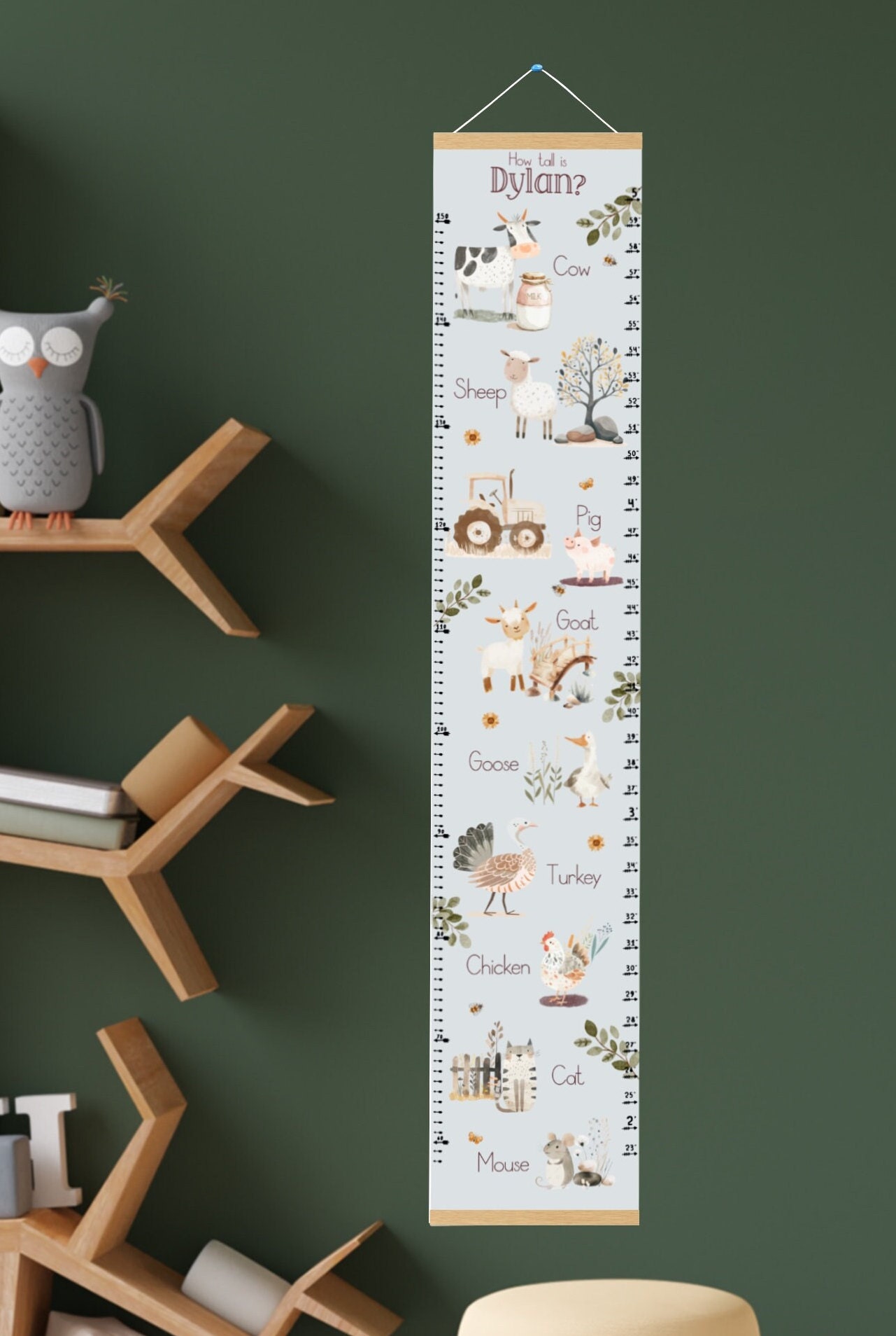 Personalised Farm Animals Height Chart, on the Farm Growth Chart ...