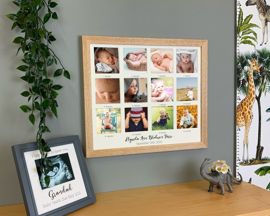 Large Baby First Year Photo Frame, Newborn or First Birthday Gift, My ...