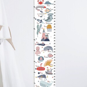 Personalised Ocean Alphabet Height Chart, Nautical Growth Chart, Under ...