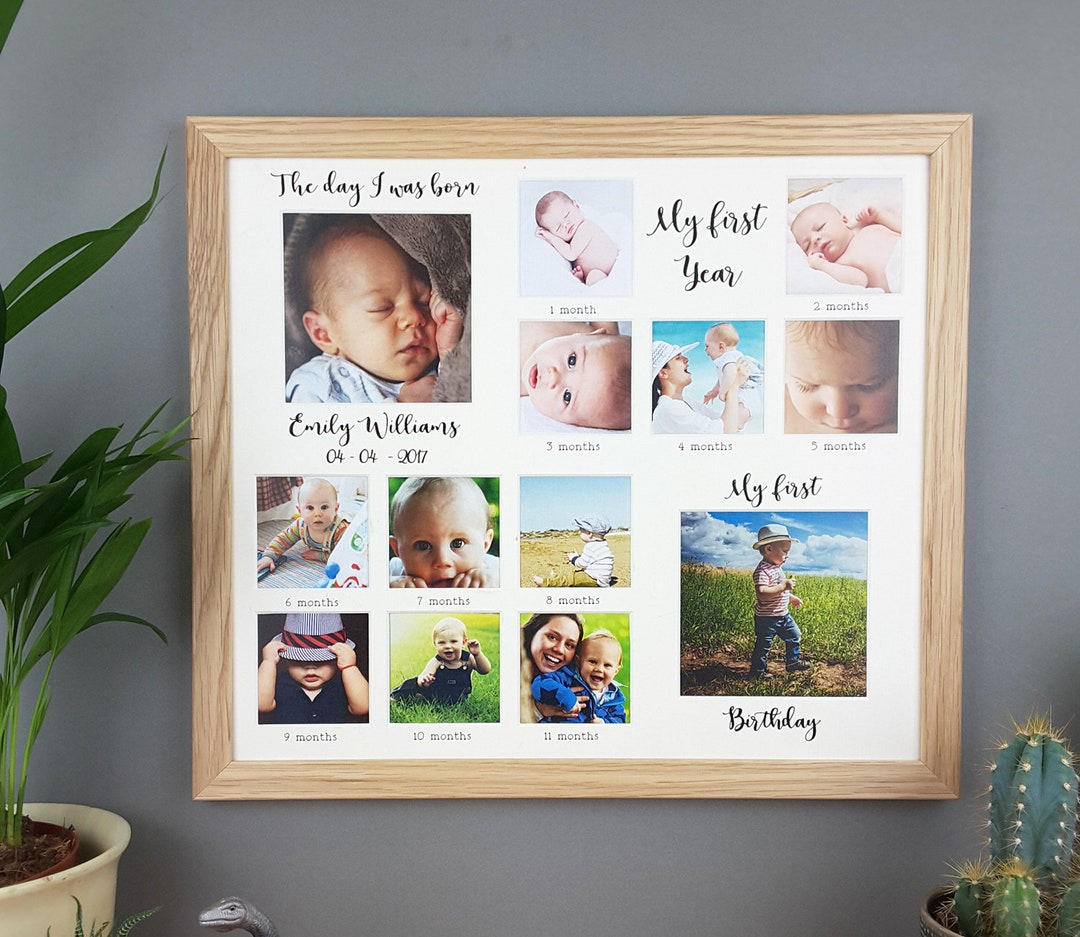 My First Year, Personalised Photo Frame. First Birthday Gift, Newborn ...