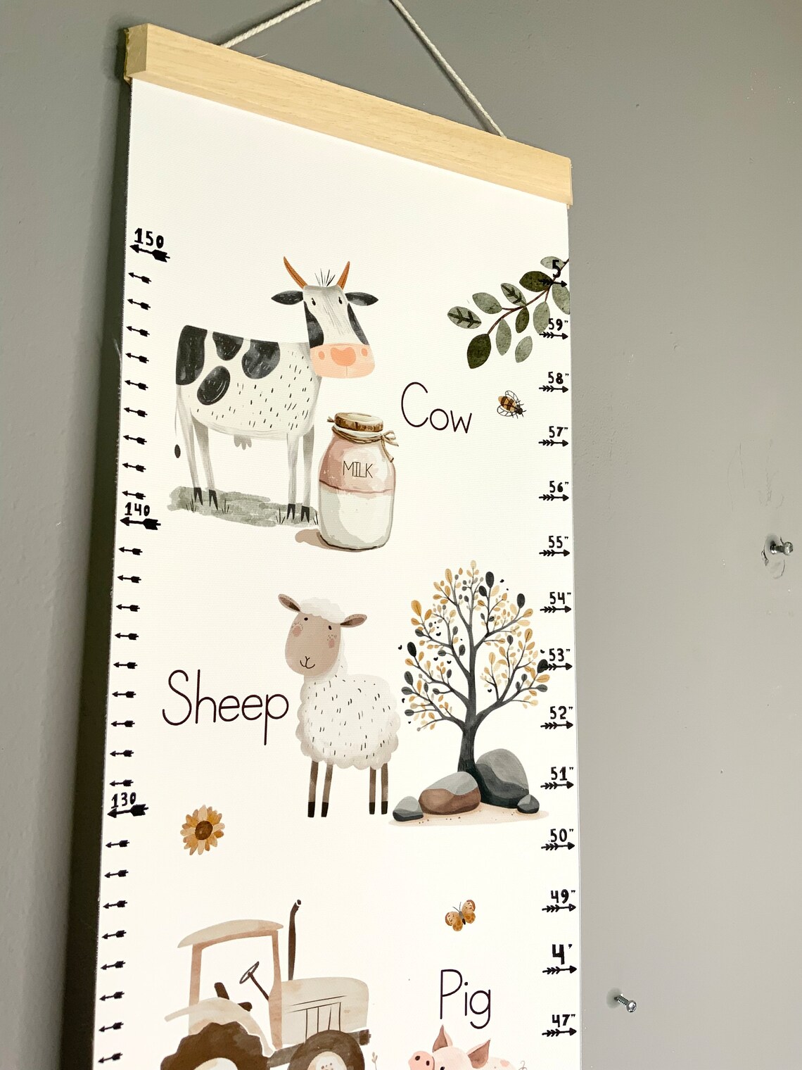 Personalised Farm Animals Height Chart, on the Farm Growth Chart ...