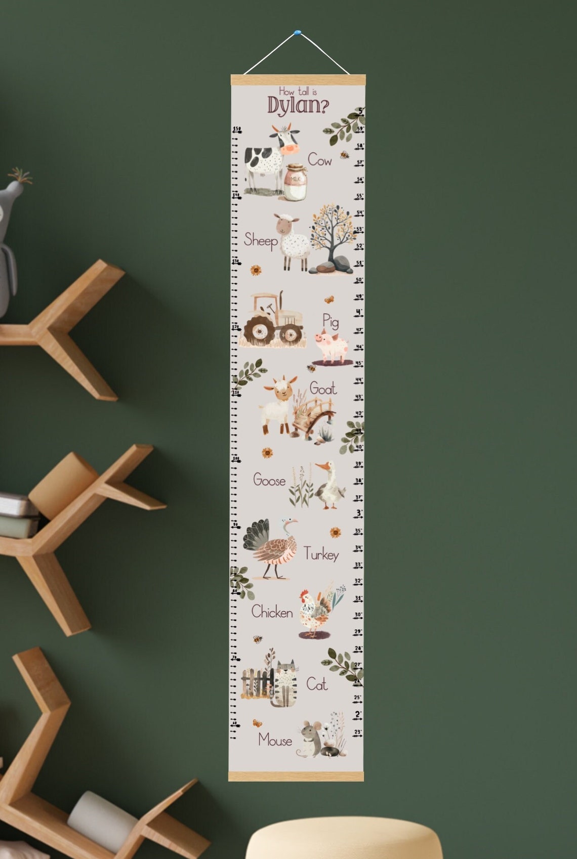 Personalised Farm Animals Height Chart, on the Farm Growth Chart ...