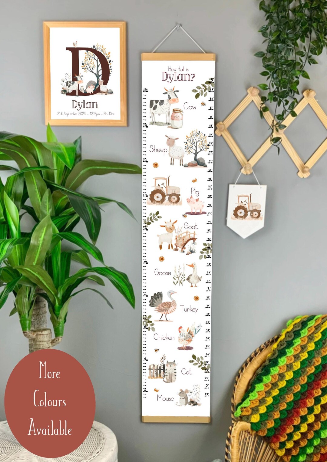 Personalised Farm Animals Height Chart, on the Farm Growth Chart ...