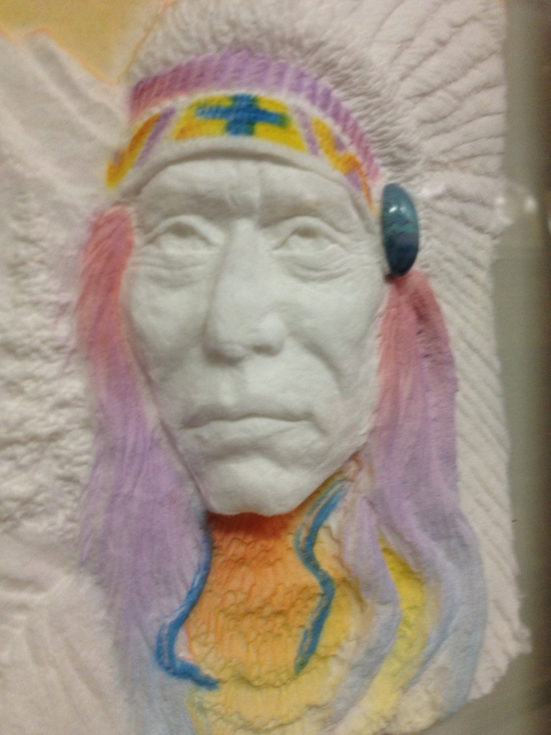 Framed Hand Cast Paper Artwork Indian Chief by Wess - Etsy