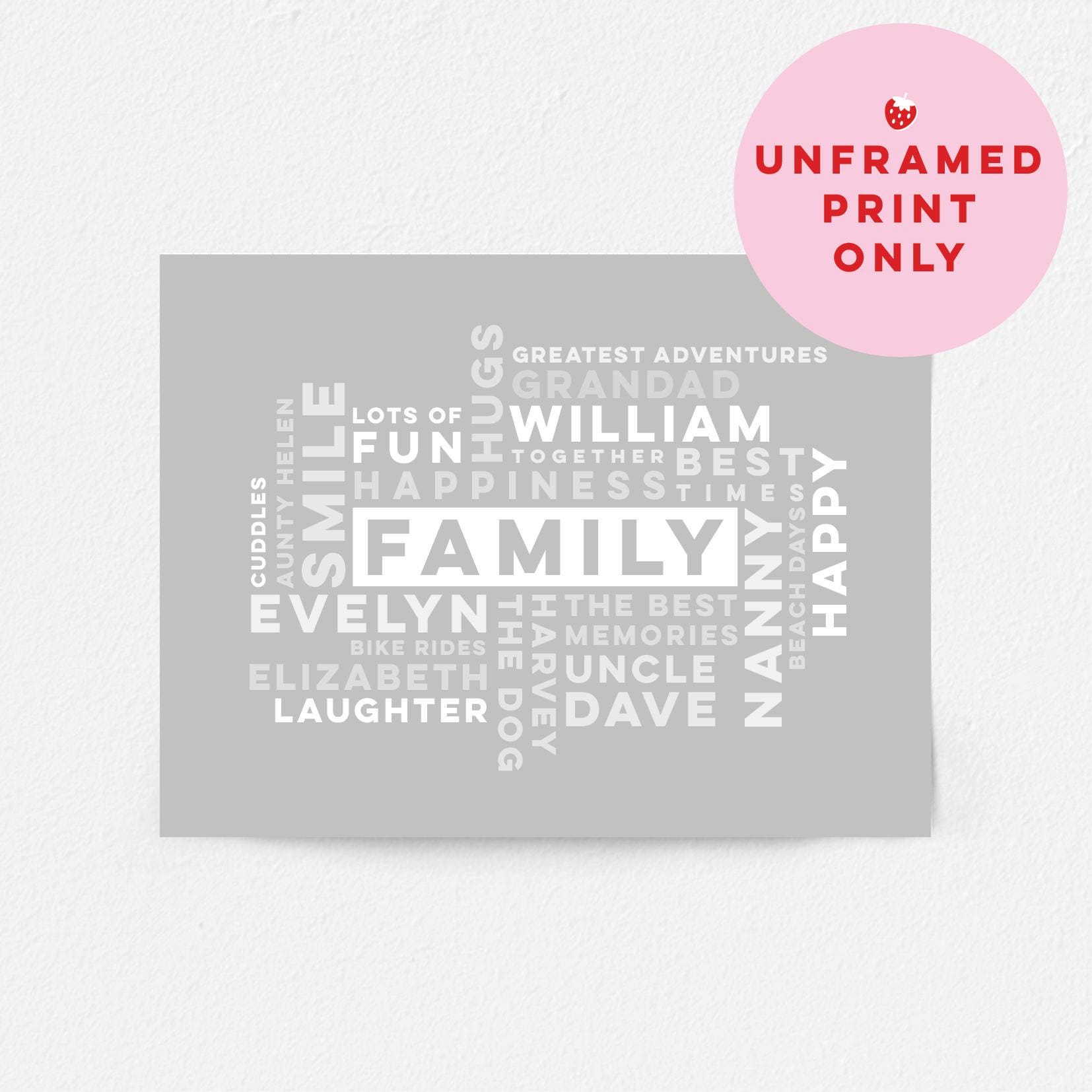 Personalised Family Word Art Print | Custom Keepsake Gift - Etsy